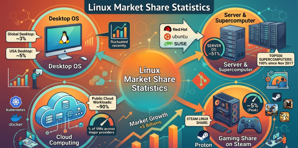 Linux Market Share Statistics 2026: Desktop, Server And Enterprise ...